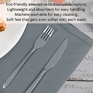 Urbana Cotton Set of 12 Hemstitch Cloth Dinner Napkins 100% Cotton Soft Durable Washable Reusable - Table Dinner Napkins for Hotel Lunch Restaurant Weddings Events & Parties - 18x18 Grey