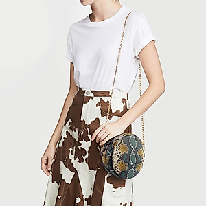 OLIVIABYKY Round Crossbody Bag Snakeskin Shoulder Bag with Chain Strap for Women,Fashion Circle Snakeskin Cellphone Purses Green Mini