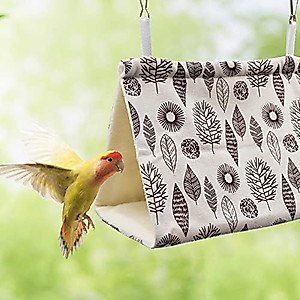 2PCS Hanging Winter Warm Bird Bed, Bird Nest House, Bird Hanging Hammock House, Plush Snuggle Bird Hammock, Hideaway Cave Bed Tent for Hamster Budgies Parakeet Cockatiel Lovebird Parrot (Leaf)