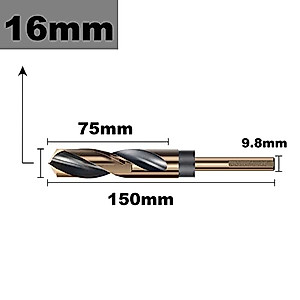 LEPEVNEY 16mm Reduced Shank Twist Drill Bit with 10mm Shank for Stainless Steel Aluminum Alloy Metal Copper Plastic Wood, Made of High Speed Steel 4341, Ideal for Drilling Steel Plate