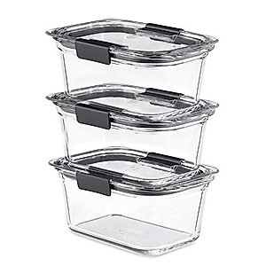 Rubbermaid Brilliance Glass Storage 4.7-Cup Food Containers with Lids, Clear (Pack of 3)