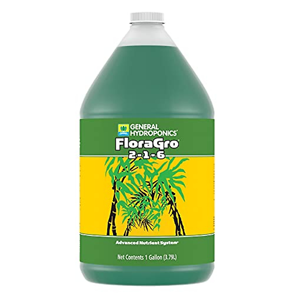 General Hydroponics FloraGro 2-1-6, Use With FloraMicro & FloraBloom, Provides Nutrients For Structural & Foliar Growth, Ideal For Hydroponics, 1-Gallon