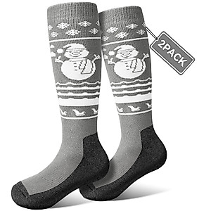 Pecube Kids Ski Socks 2 pairs Thermal Thick OTC Snow Socks for Boys Girls Toddler Skiing Snowboard Skating Winter Sports