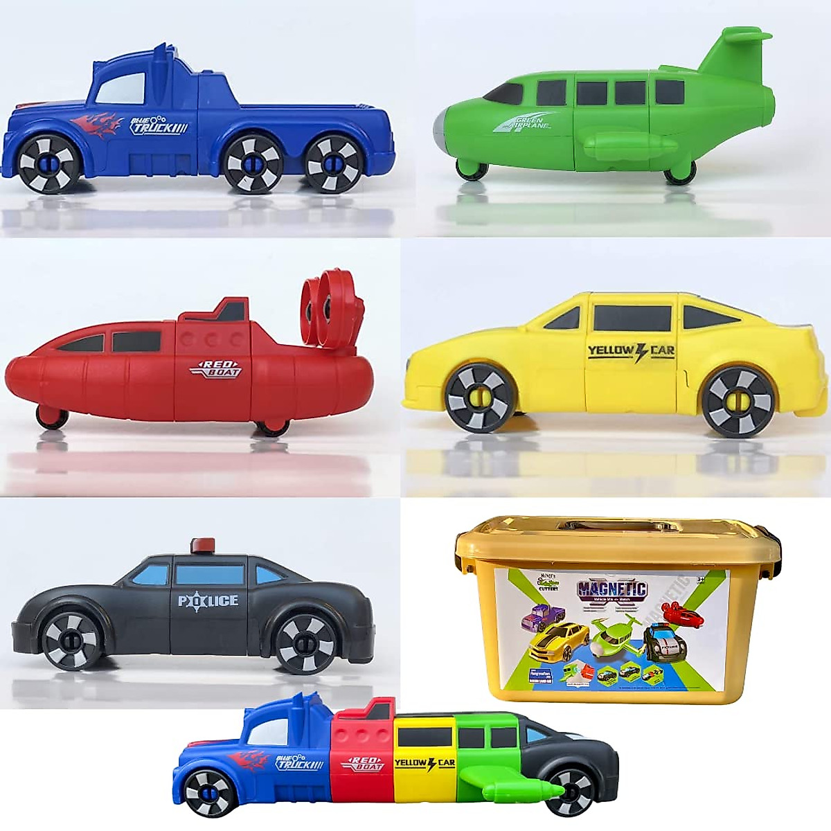 Hungry Cutters Magnetic Create & Build Vehicle Set. Fine Motor Speech Educational STEM Construction Preschool Engineering Best Gift for Boys and Girls!