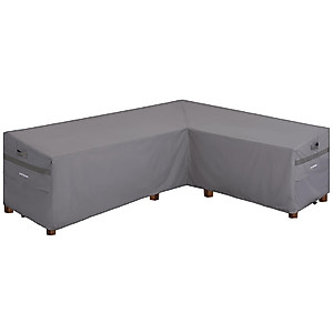 PATIOASIS Sectional Outdoor Furniture Cover Waterproof, Right Facing Patio Deck Lounge Set Sofa Covers Grey L Shaped 106''L x 85''L x 34''D x 31''/26''H