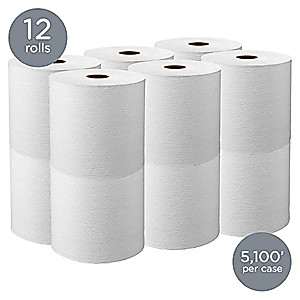 Kleenex Hard Roll Paper Towels (01080) with Premium Absorbency Pockets, 1.5" Core, White, 425'/Roll, 12 Rolls/Case, 5,100'/Case