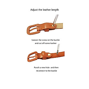 Tronjori Womens Leather Belt Skinny Belts for Jeans Pants 2pcs pack(S,Brown White)