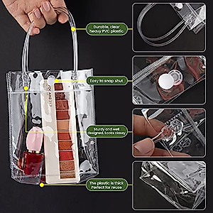 RAYNAG 6 Pack Transparent PVC Gift Wrap Bag with Handles, Reusable Merchandise Retail Shopping Bags, S