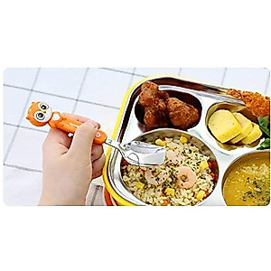Edison Friends Spoon + Chopstick + Folk + Wide Case 4P Set for Right Hand Use, Rabbit, Soft Silicone Ring, Hygienic Stainless Steel