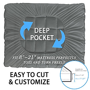 CYMULA Full Size Mattress Topper - Extra Thick Cooling Mattress Pad Cover for Back Pain - Soft Mattress Protector Firm Bed Topper Pillow Top with 8-21 Inch Deep Pocket 3D Snow Down Alternative Fill