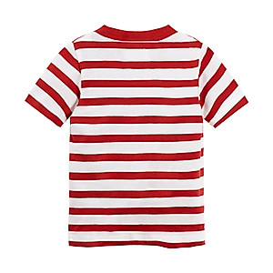 Mud Kingdom Big Boys Red Stripe T-Shirt Short Sleeve Casual Holiday 9-10 Years