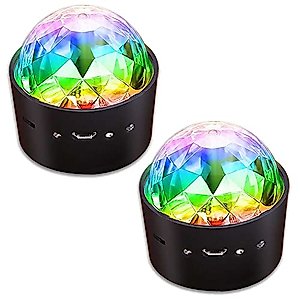 Disco Ball Light Wireless Battery Operated Music Sync RGB for Parties Decorations Car [2-Pack] (Upgraded)