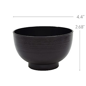 OTSUMAMI TOKYO Microwavable Japanese Soup Bowl, Hairline Design, 4.4" x 2.68", Microwavable, Dishwasher Safe, Made in Japan (1, Astringent Brown)