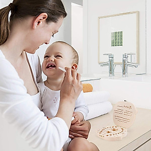 Baby Tooth Box by NASHRIO - Wooden Kids Keepsake Organizer Gift for Baby Teeth, Cute Children Tooth Container with Tweezers to Keep the Childwood Memory (Boy)