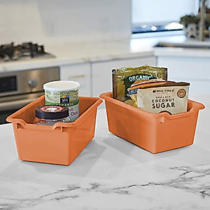 ECR4Kids Scoop-Front Storage Bins, Easy-to-Grip Design Storage Cubbies, Kid Friendly and Built to Last, Pairs with ECR4Kids Storage Units, 10-Pack, Orange