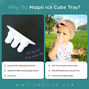 Nippii Ice Cube Tray for Freezable Teether Pacifier - BPA Free Silicone Ice Cube Trays for Freezer - Designed to Fit Nippii Teething Pacifier - Ideal for Baby Teething Relief - Makes 6 Small Ice Cubes