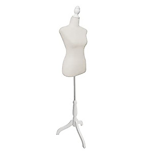 Beige Female Dress Form Mannequin with Pinnable Torso Body Adjustable Tripod Stand Dress Jewelry Display
