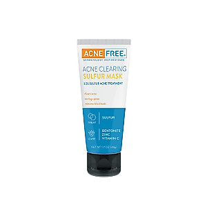 AcneFree Acne Clearing Mask, 3.5% Sulfur Acne Treatment, Absorbs Excess Oil and Unclogs Pores with Vitamin C, Bentonite, and Zinc, 1.7 Ounce - Pack of 3