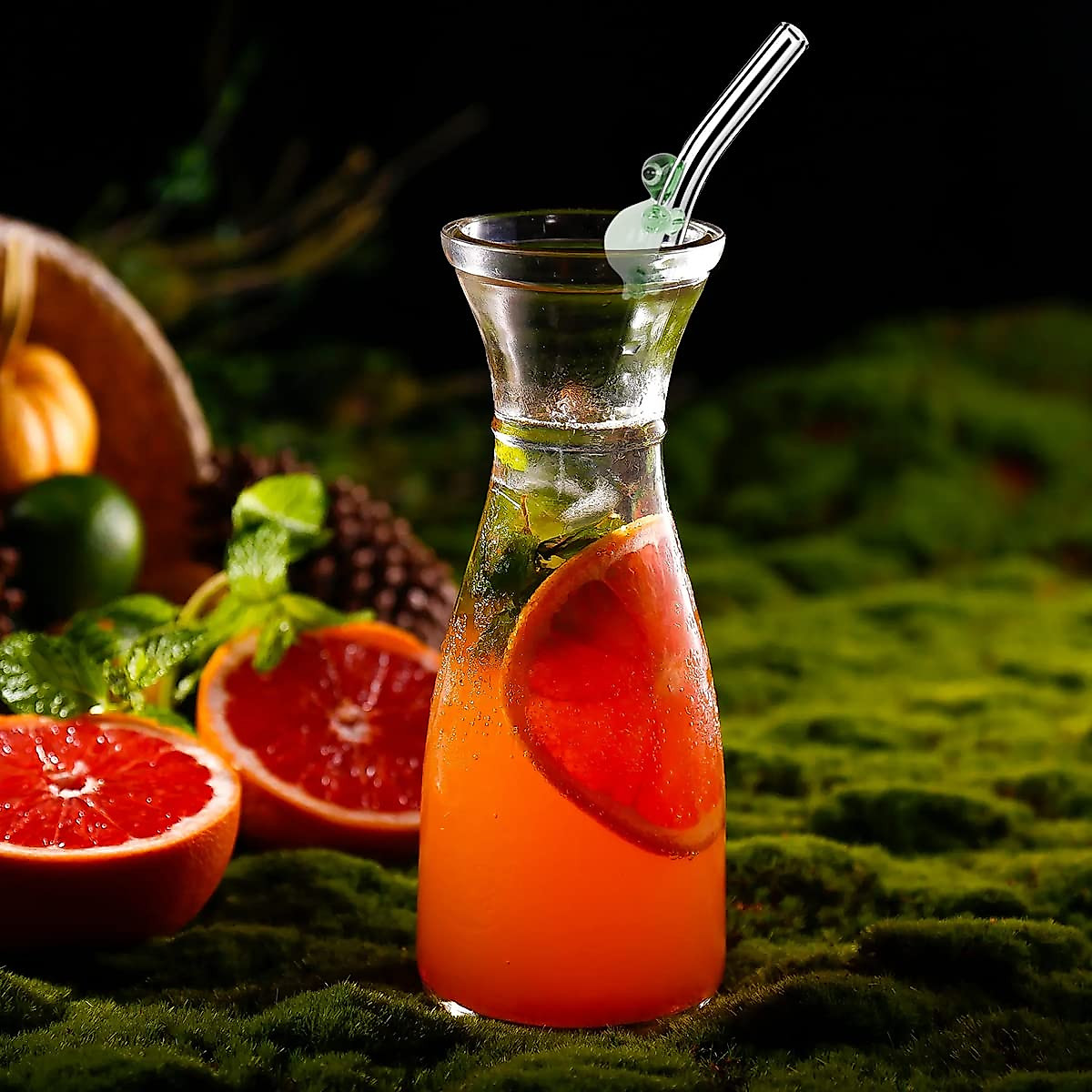 Wirhlly 6PCS Reusable Glass Straw Design Glass Straw,Colorful Straws Cocktails Bar Accessories Cleaning Brush Bent Drinking Straws for Hot and Cold Drinks (Tortoise)