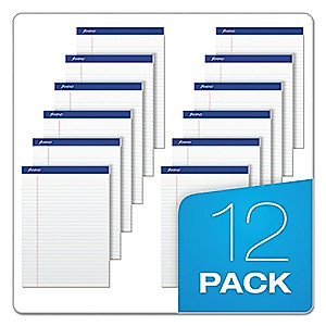 Ampad TOP20170 20-170 Evidence Recycled Perforated 8-1/2x11-3/4 Wide Rule Pads, Margin, White, 50 Shts, 12 Per Pack