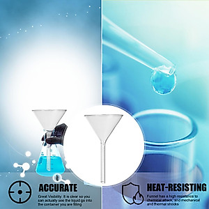 Baluue 4pcs Glass Funnels Set, Borosilicate Glass Funnel for Lab, Short Stem, Heavy Wall, 40mm, 50mm, 75mm, 100mm