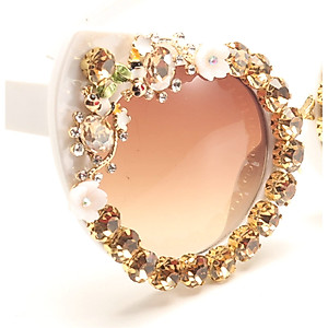 Oversized Diamond Sunglasses Women Rhinestone Cat Eye Sunglasses Vintage Female Sparkling Party sunglasses Eyewear (white, X)