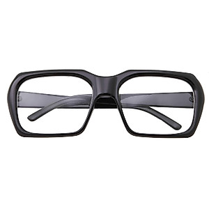 grinderPUNCH XL Oversized Black Nerd Clear Glasses - Men and Women - Square Costume (Black)