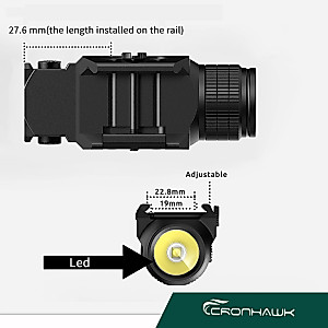 CRONHAWK Pistol Flashlight Rechargeable 700 Lumen Rail Mounted Tactical Flashlight Compact Weapon Light for Gun Light fits Picatinny