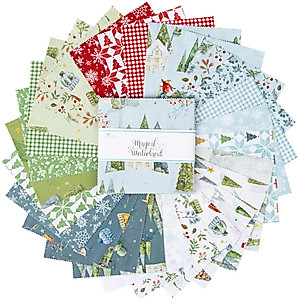 Magical Winterland Riley Blake 5-inch Stacker, 42 Precut Fabric Quilt Squares by Lisa Audit, Assorted