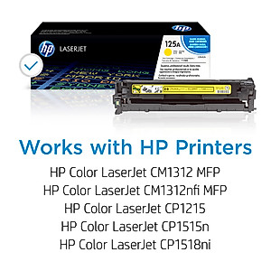 Original HP 125A Yellow Toner Cartridge | Works with HP Color LaserJet CM1312 MFP Series, HP Color LaserJet CP1215, CP1515, CP1518 Series | CB542A