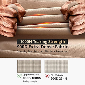 Fire Pit Cover Round - 29-32 Inch Heavy Duty 900D Strong Tear-Resistant and UV Resistant and Waterproof and Fading Resistant Material Polyester Firepit Covers Round for Outdoor Fire Pit - Wheat