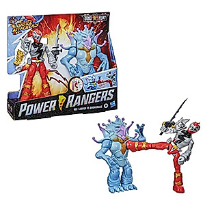 Power Rangers Dino Fury Battle Attackers 2-Pack Red Ranger vs. Doomsnake Martial Arts Kicking Action Figure Toys Inspired by TV Show Ages 4 and Up