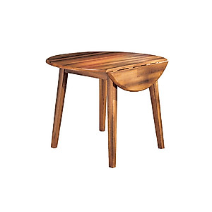 Signature Design by Ashley Berringer Dining Room Round Drop Leaf Table, Rustic Brown
