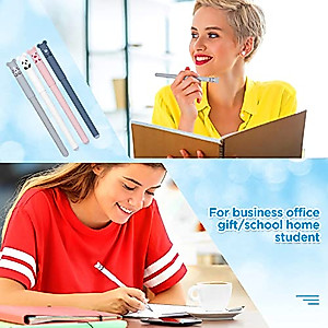 PAFUWEI 32pcs-8 Pens 24 Refills Black Blue Red Erasable Pens, Cartoon Panda Animal Pattern Erasable Ballpoint Pen Erasable Gel Pens Rub Out Pens for Kids Student