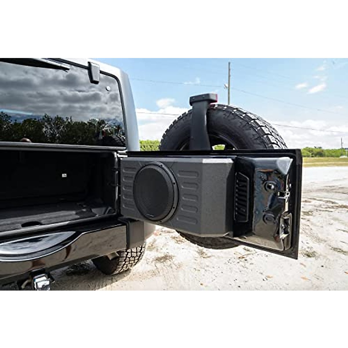 STINGER 800 Watt 12” Custom Shallow Loaded Subwoofer Enclosure for Wrangler JK/JKU, JL/JLU, Weatherproof, Mounting Hardware Included (Black)