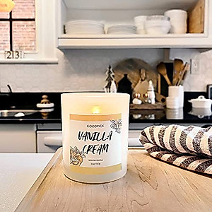 Goodpick Vanilla Cream Scented Candle for Home Decor, Candle Gift for Girls, Soy Candle for Home, White Jar Candle, 11 oz, 50-60 Hours of Burn Time