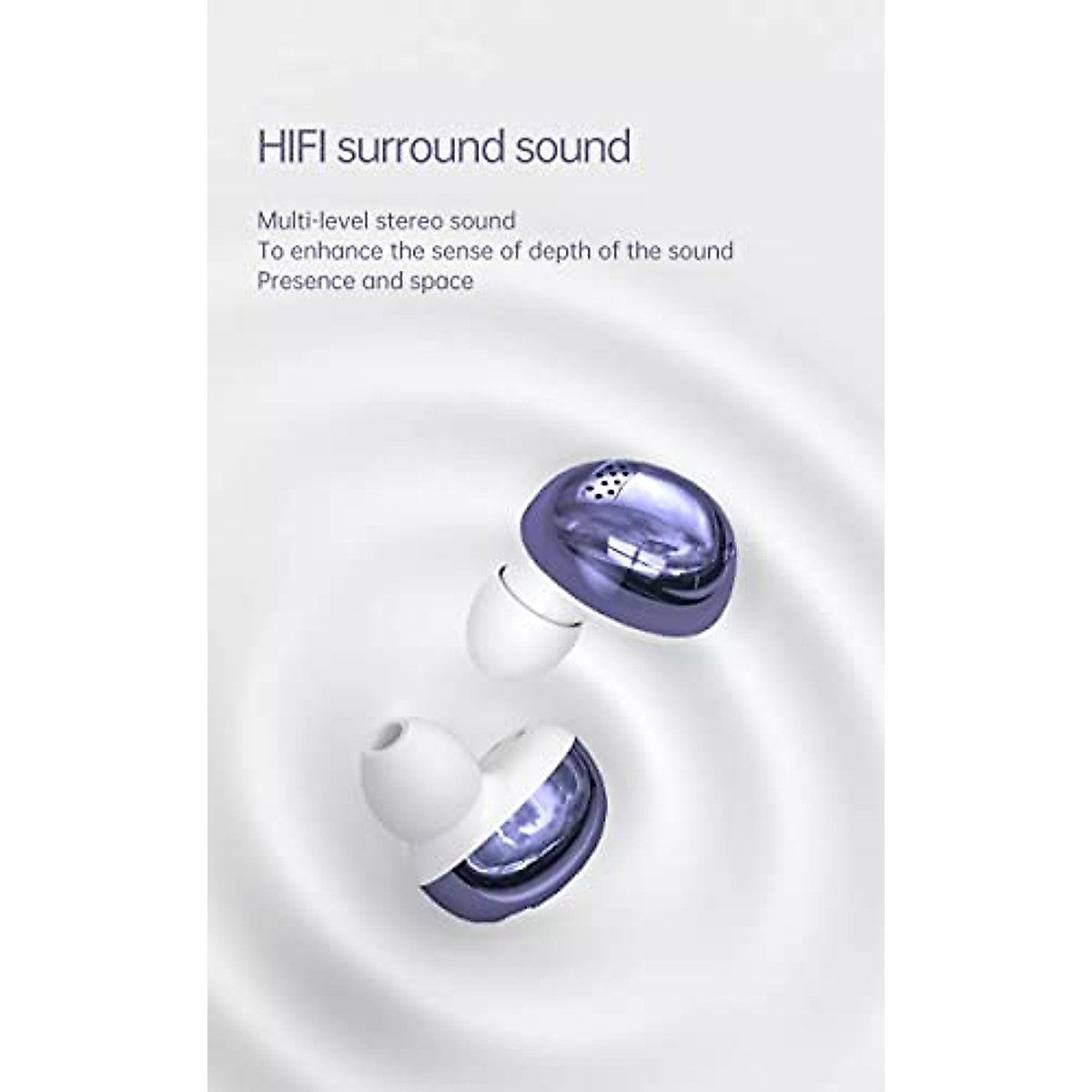 eDealz in-Ear Wireless Bluetooth 5.2 Headphones, Earbuds IPX6 Waterproof with Microphone Rechargeable USB C Case for Smartphones Android iOS (Purple)