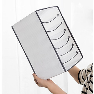 3 Set Cloth Drawer Organizer PVC Nylon Fabric Foldable Wardrobe Clothes Organizer Closet Compartment Dividers Clothes Collapsible Organization for T-shirt Jeans Pants (Gray)