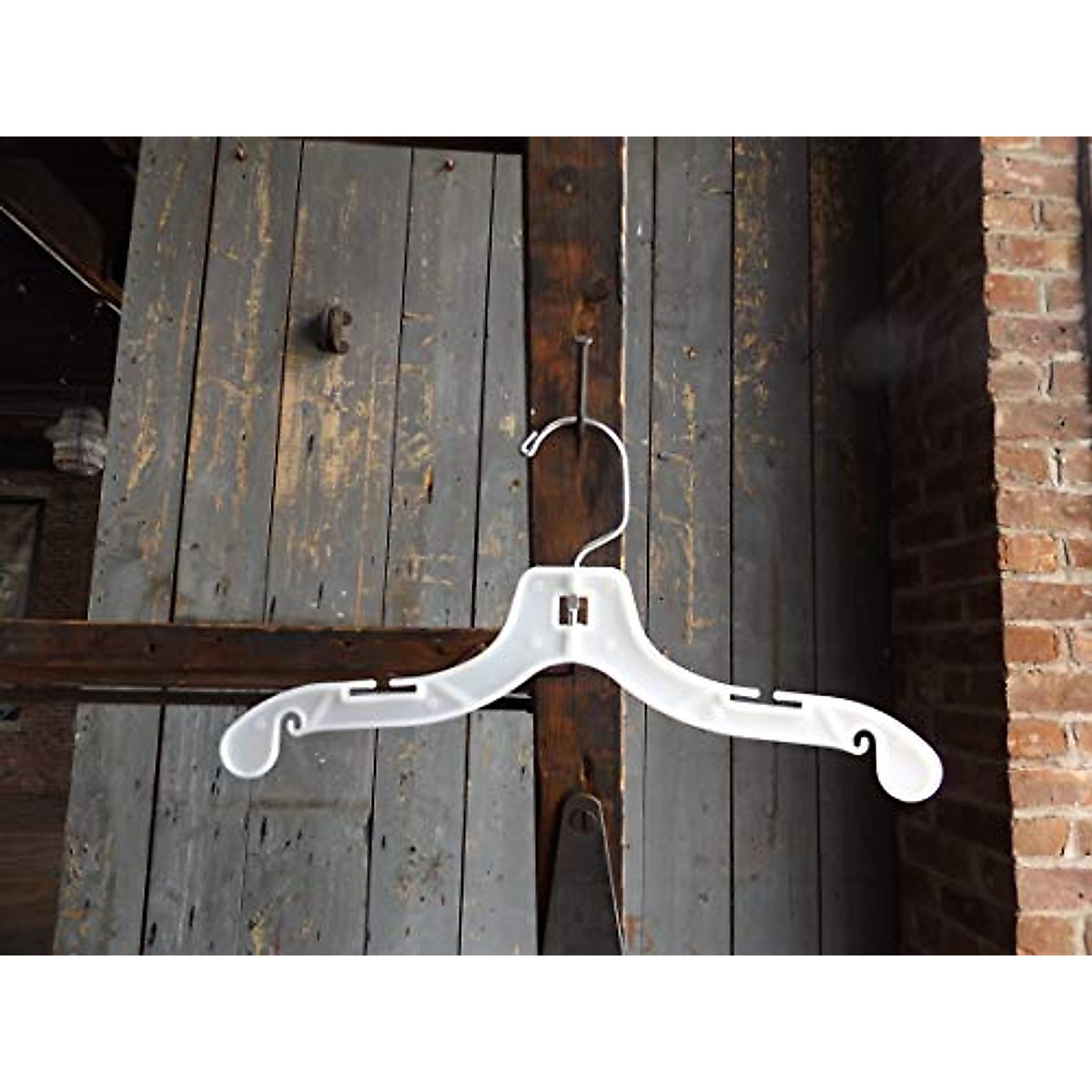 NAHANCO 1412 White Plastic Children's Dress Hangers, Swivel Metal Hook and Notches for Straps, Super Heavy Weight, 12" - (Pack of 100)