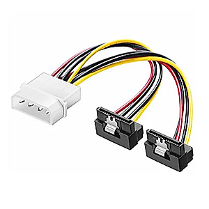 Acxico 5Pcs IDE/Molex/IP4/4-pin to 2X SATA Power 15-pin Converter Adapter Cable