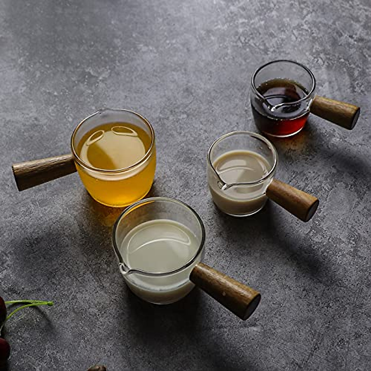 FENINCAFE Thickened Glass with Wooden Handle Espresso Cup Mini Milk Cup Espresso Cup (100ML)