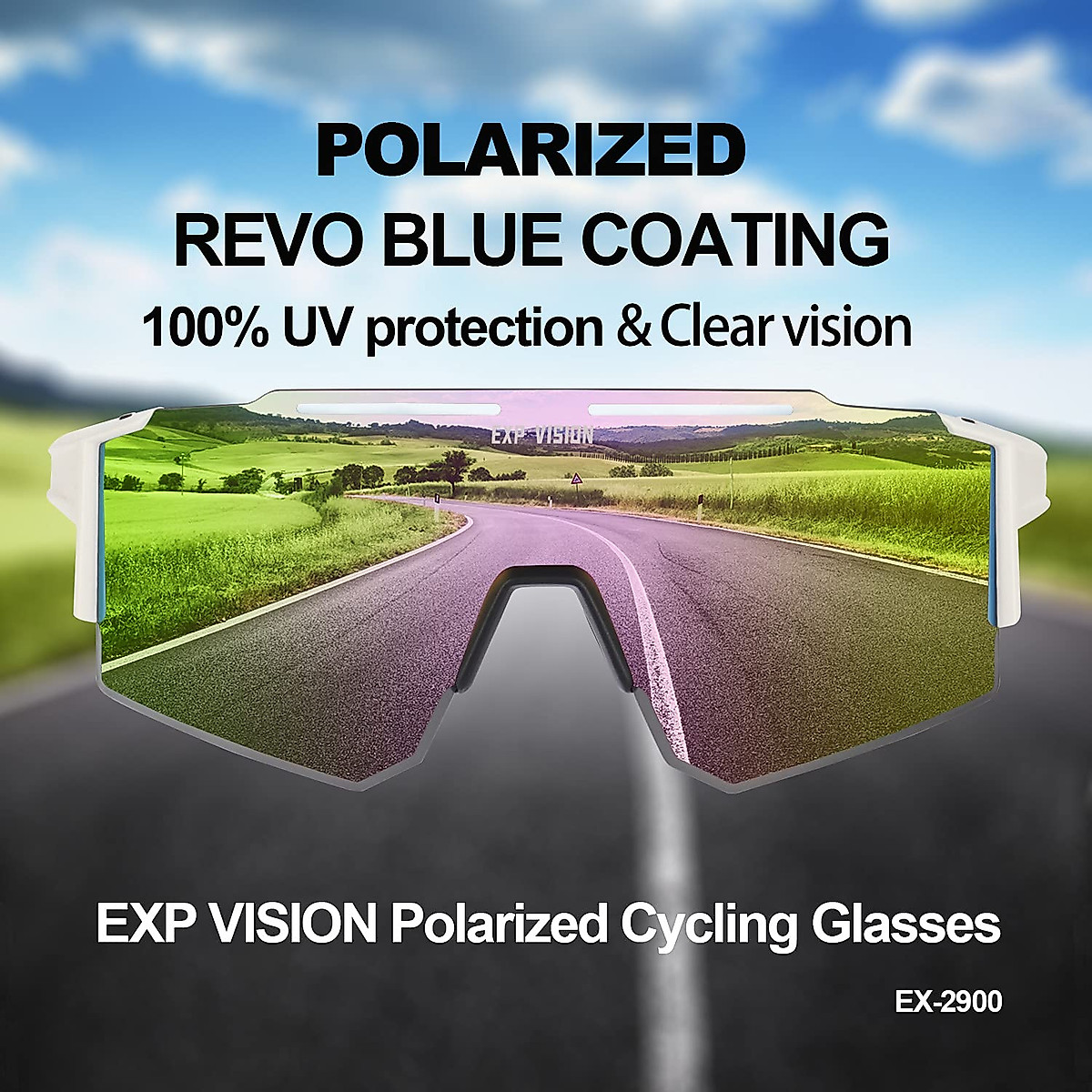 EXP VISION Polarized Cycling Glasses, UV 400 Sports Sunglasses Biking Goggles Running Hiking Golf Fishing Driving (Pink)