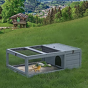 Tortoise House Large Tortoise Habitat Cage, Indoor Outdoor Transparent Tortoise Enclosure Turtle Habitat for Small Animals, Easy Assembly, Wooden
