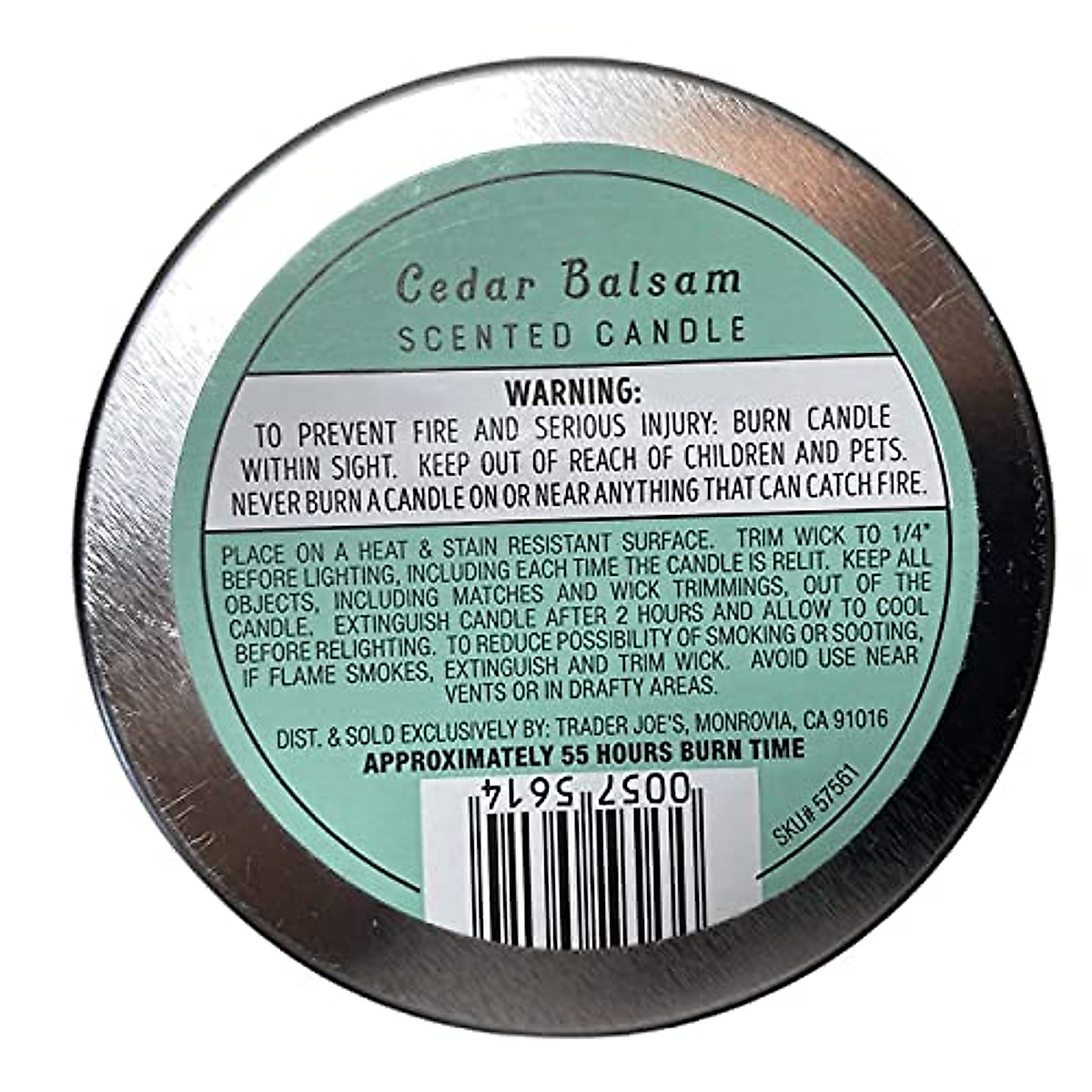 Trader Joe's Cedar Balsam Scented Candle, 5.7 oz (Pack of 2)