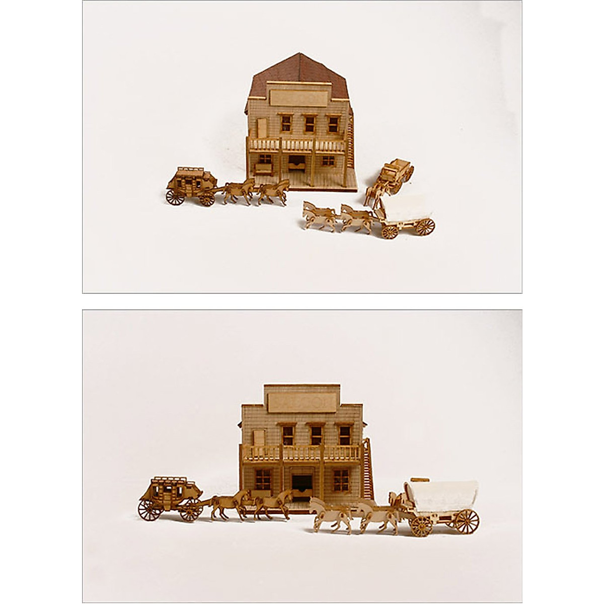 Desktop Wooden Model Kit Western Wagon Set