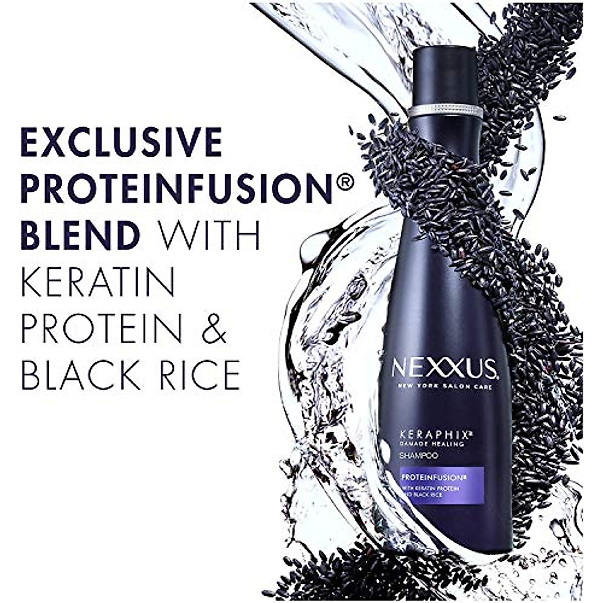 Nexxus Keraphix Shampoo for Damaged Hair Keraphix with ProteinFusion Silicone-Free with Keratin Protein and Black Rice 13.5 oz
