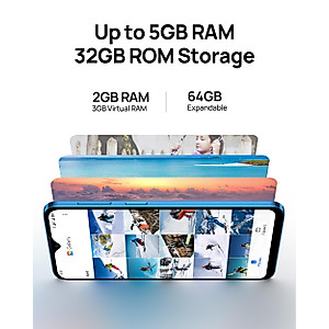 Ulefone Unlocked Phone, Note 15 Android Phones, 2GB+32GB, 6.22" IPS Full-Screen, 4000mAh Battery, 8MP AI Camera, Triple Card Slots, Dual 3G Cell Phone Unlocked, Face Recognition, Type C- Blue