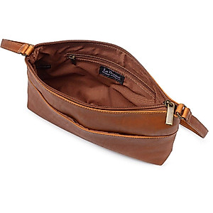 Le Donne Leather Women’s Mallory Crossbody Purse, Premium Colombian Vaquetta Leather, 11” x 7” x 2” (Black)