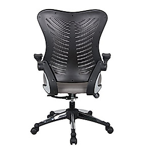 OFFICE FACTOR Grey Mesh Executive Ergonomic Computer Office Chair Flip-up Arms Lumbar Support Molded Foam Seat Adjustable Height Home Office Desk Chair BIFMA Passed (Grey)
