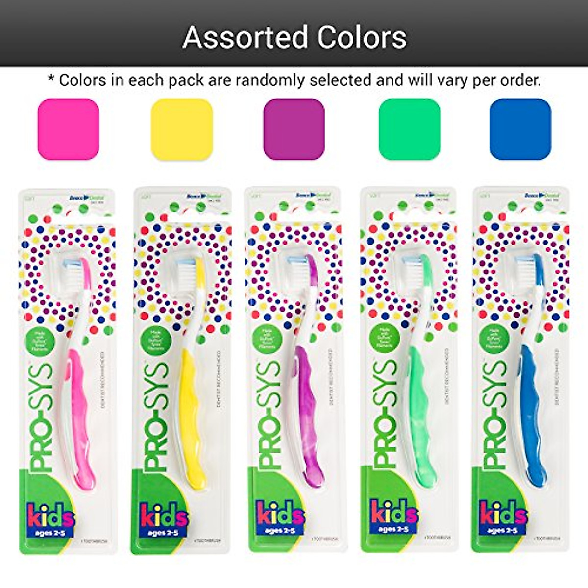 PRO-SYS® Kids Toothbrush (Colorful 4-Pack) - Made with Soft Dupont® bristles (Ages 2-5 for Toddlers and Young Children)